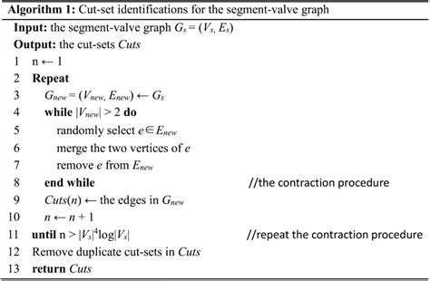 Cut Set Identifications For The Segment‐valve Graph Download