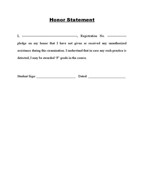 Honor Statement Pdf