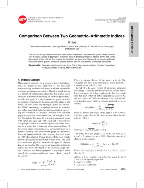 Pdf Comparison Between Two Geometricarithmetic Indices