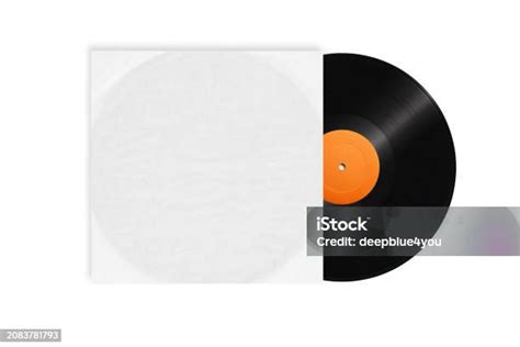 흰색 배경에 격리된 빈 주황색 스티커가 있는 비닐 레코드 0명에 대한 스톡 사진 및 기타 이미지 0명 가리기 검은색 Istock