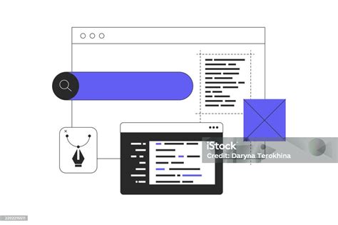 웹 개발 웹 디자인 개념 웹페이지 사용자 인터페이스 또는 모바일 앱을 위한 개발자 브레인스토밍 Ui 및 Ux 디자인 플랫 만화 벡터 일러스트레이션 아이콘 스타일리시한
