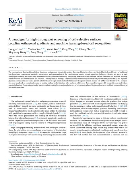 Pdf A Paradigm For High Throughput Screening Of Cell Selective