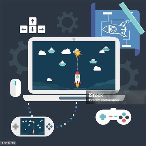 게임 개발 개념 모바일 및 웹 응용 프로그램을 위한 요소를 디자인합니다 0명에 대한 스톡 벡터 아트 및 기타 이미지 0명 개발 개선 Istock