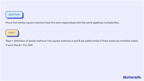 solved prove that similar square matrices have the same eigenvalues