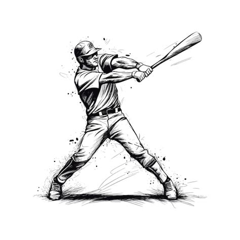 야구 벡터 일러스트 레이 션을 치는 남자 프리미엄 Ai 생성 벡터