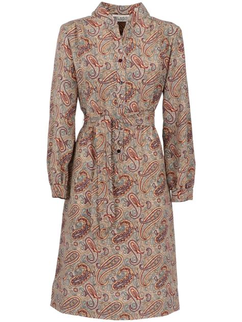 Lanvin Pre Owned 1970s Paisley Print Cotton Dress Neutrals Farfetch