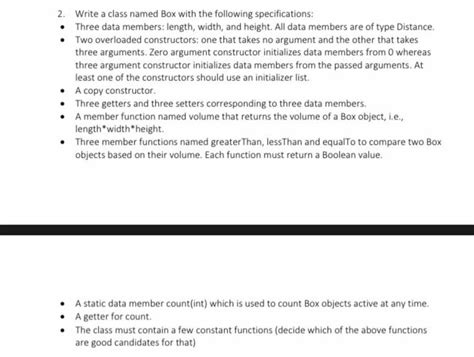 Solved 2 Write A Class Named Box With The Following