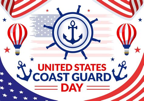 United States Coast Guard Day Illustration On August 4 With American