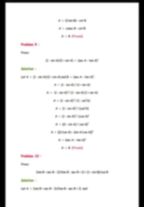 SOLUTION Trigonometric Identities Additional Exercise Studypool