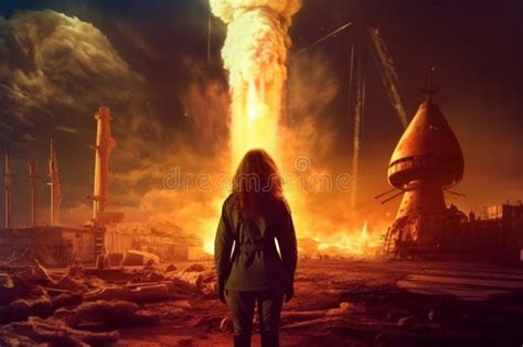 Military Woman Nuclear Missile Generate Ai Stock Illustration