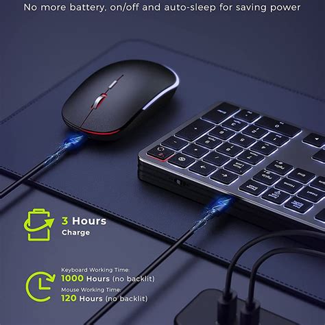 Jomaa 2 4g Wireless Keyboard And Mouse Combo Full Size Rechargeable Backlit Usb Wireless