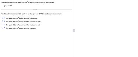 Solved Use Transformations Of The Graph Of Fxx2 To