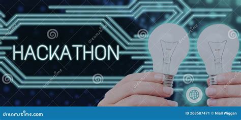 Text Showing Inspiration Hackathon Business Idea Event Where Large Number Of People Engage In