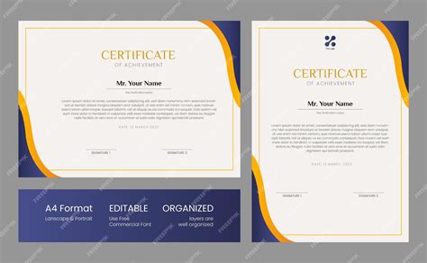 Premium Vector Editable Modern Certificate Template Landscape And Portrait Layout