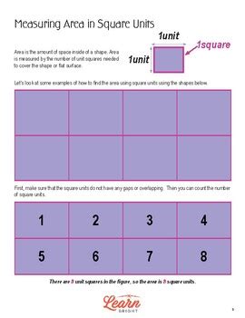 Measuring Area In Square Units Lesson Plan By Learn Bright Education