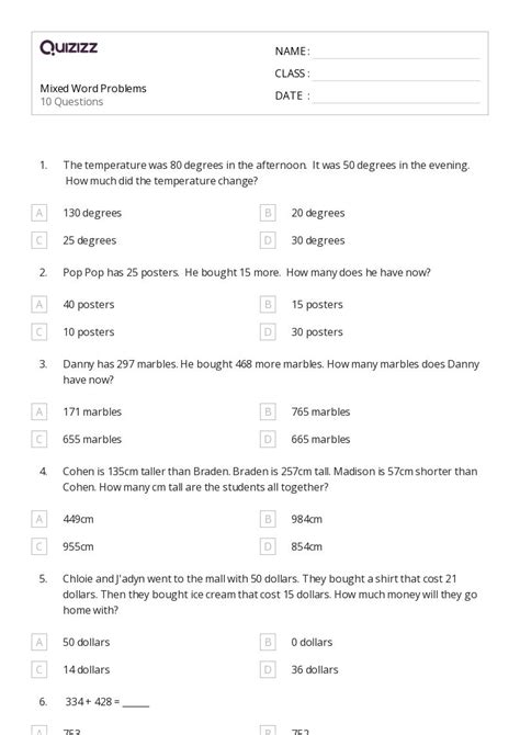 Mixed Operation Word Problems Worksheets For Rd Year On Worksheets Library