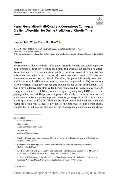 kernel generalized half quadratic correntropy conjugate gradient