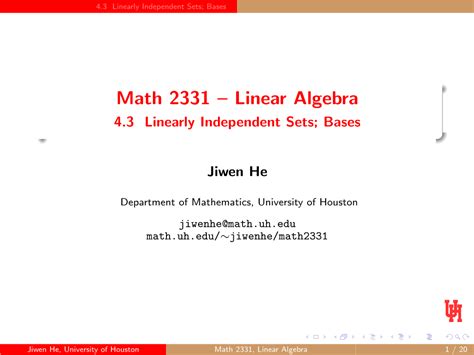 Math 2331 Linear Algebra 4 3 Linearly Independent Sets Bases Docslib