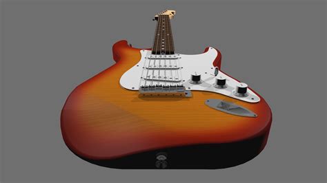 기타 펜더 스트라토 캐스터 햇살 마무리 3d 모델 9 C4d Free3d