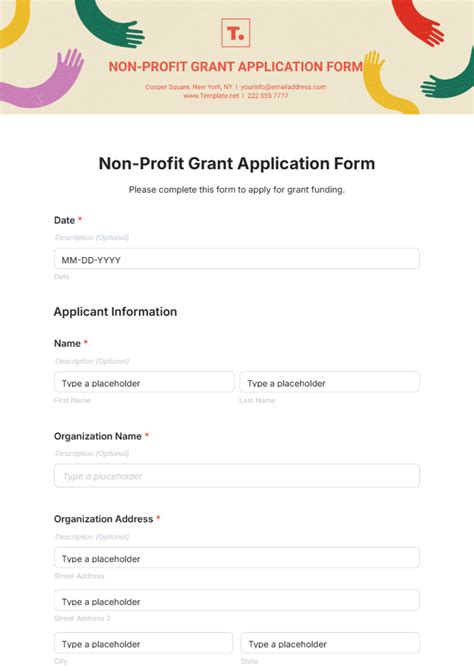 Free Non Profit Grant Application Form Template To Edit Online