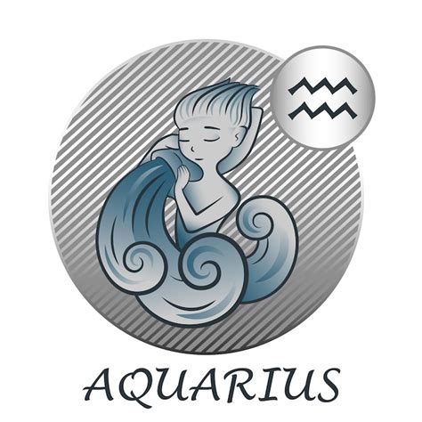 Acuario Signo Del Zodiaco Estilo De Dibujos Animados Icono De