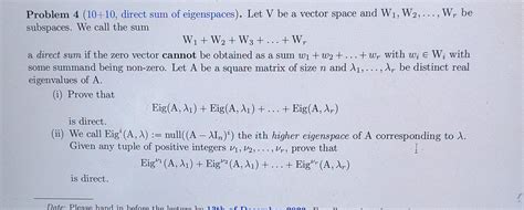 solved problem ﻿direct sum of eigenspaces ﻿let v ﻿be a