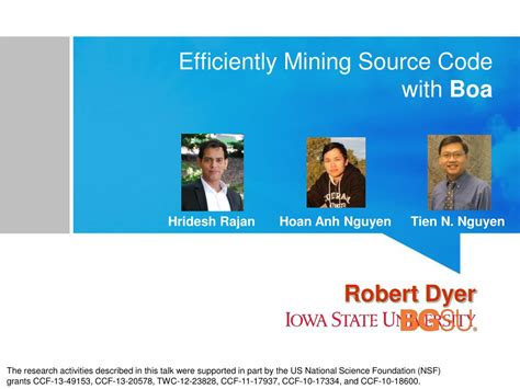 Ppt Ultra Large Scale Software Repository Mining With Boa Efficient Source Code Analysis