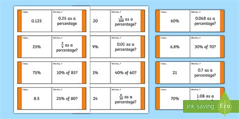 Fractions Decimals And Percentages Loop Cards Grade 6