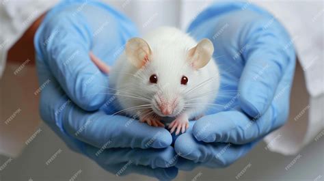 Premium Photo Scientist Holding White Laboratory Mouse In Hands