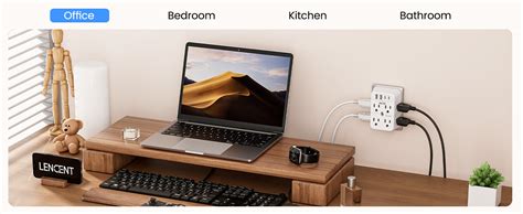 Lencent 2 Prong Power Strip 3 To 2 Prong Outlet Adapter 2 Type Cand2 Usb Surge
