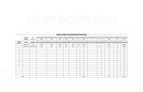 Salary Inquiry Form Excel Template And Google Sheets File For Free Download Slidesdocs