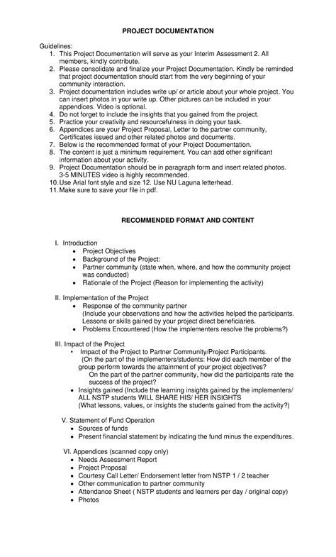 Nstp 2 Project Eval And Documentation Interim Assessment Guidelines