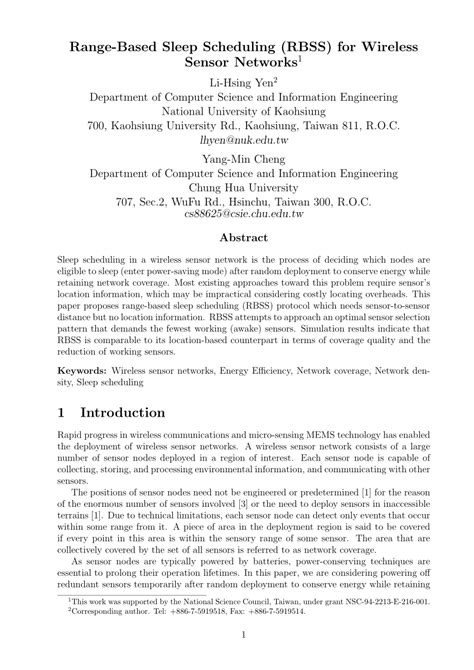 Pdf Range Based Sleep Scheduling Rbss For Wireless Sensor Networks