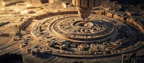 Intricate Wood Design Through Cnc Router Carving With Detailed Precision And Textures Stock