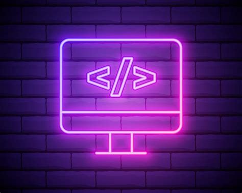 Coding Neon Programming Icon 2221955 Vector Art At Vecteezy