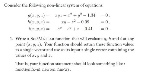 solved consider the following non linear system of