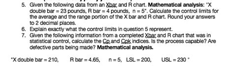 solved given the following data from an xnar and chart mathematical analysis x double bar 23