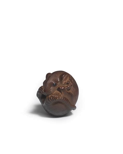Bonhams A Wood Netsuke Of A Large Coiled Rat By Masanao Yamada Ise