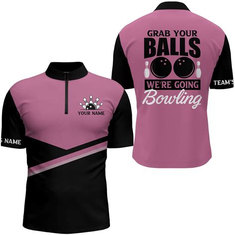 Personalized Bowling Jersey Custom Bowling Team Jersey Black Pink