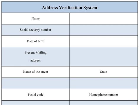 Address Verification System Fillable PDF Form Editable PDF Forms