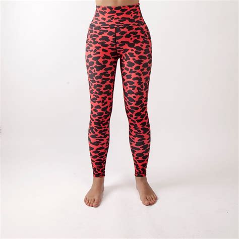 Rote Leopard Leggings High Waist Yoga Leggings Damen Etsy