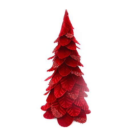 CONE TREE VELVET RED LEAVES 19 W GLITTER Christmas Forever
