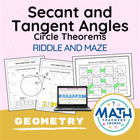 Geometry Circle Theorems Secant And Tangent Angles Riddle And Maze