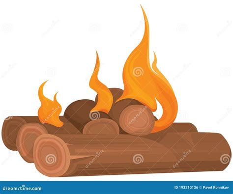 Burning Wood Logs Isolated On White Background Stock Vector