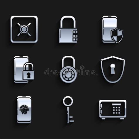 Set Safe Combination Lock Wheel Key Shield With Keyhole Smartphone Fingerprint Scanner