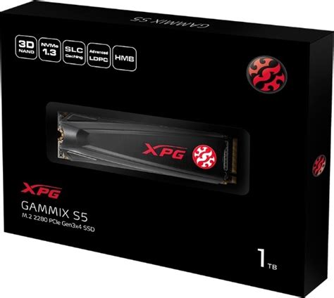 Adata XPG Gammix S5 256GB PCIe 3D NAND PCIe Gen3x4 M.2 2280 NVMe 1.3 R ...