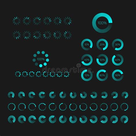 Futuristic Progress Loading Bar Set Of Indicators Stock Vector Illustration Of Computer