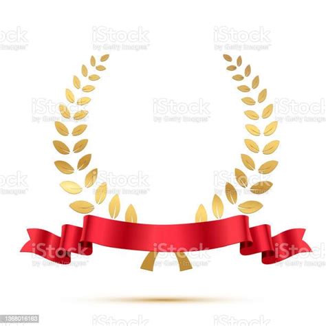 빨간 리본이 달린 골드 월계수 화환 올리브 브랜치를 수상한 황금상 수상 1위에 대한 스톡 벡터 아트 및 기타 이미지 1위 3차원 형태 고전 양식 Istock