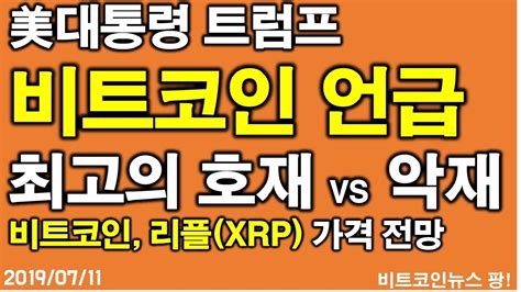 美대통령 트럼프 비트코인 언급 최고의 호재 Vs 악재비트코인 리플xrp 가격 전망 비트코인 이더리움 리플