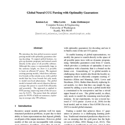 Global Neural Ccg Parsing With Optimality Guarantees Acl Anthology